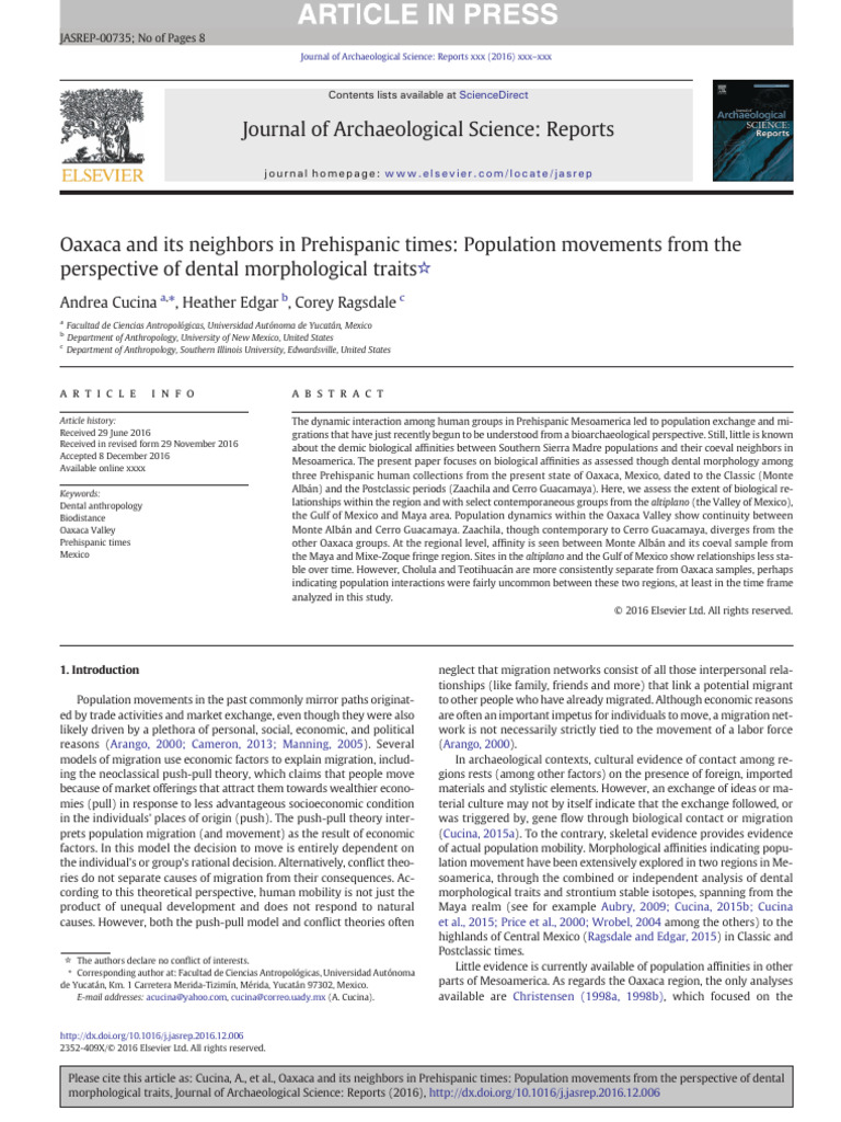 Oaxaca and its neighbors in Prehispanic times: Population movements ... Oaxaca and its neighbors in Prehispanic times: Population movements ...
