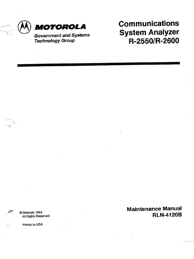 Motorola R2600 Service Manual RLN 4120 | PDF
