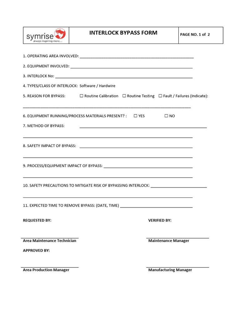 Interlock Bypass - Form | PDF