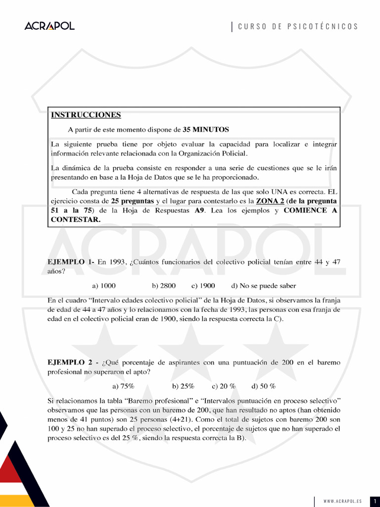 03 - PsicotÃ©cnico Oficial - Ascenso Inspector Jefe 2018 (Ej. 2) | PDF