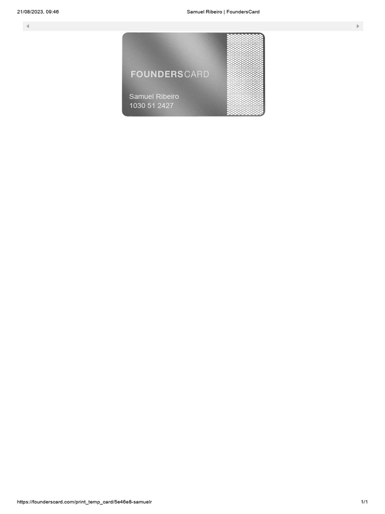 Samuel Ribeiro - FoundersCard | PDF