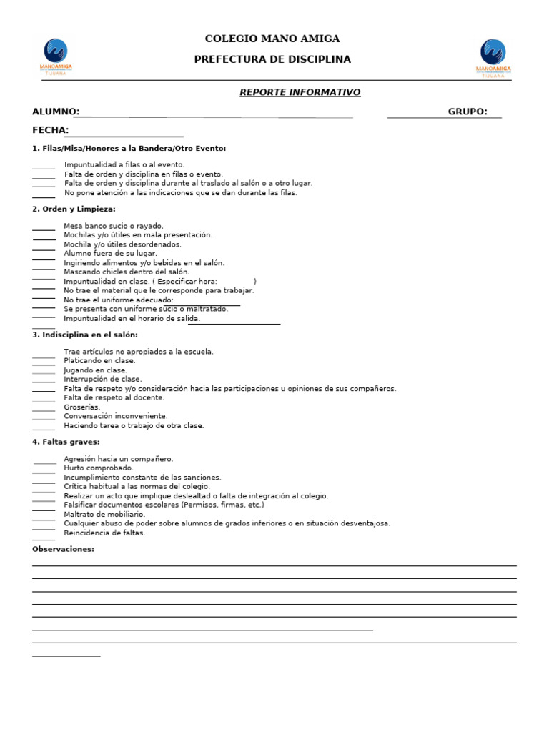 Reporte Informativo Formato | PDF