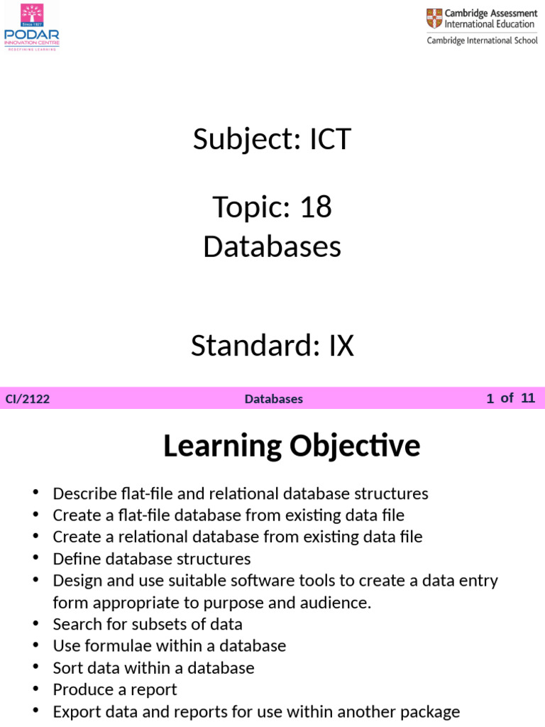 Caie Ix Ict Ch18 Databases | PDF