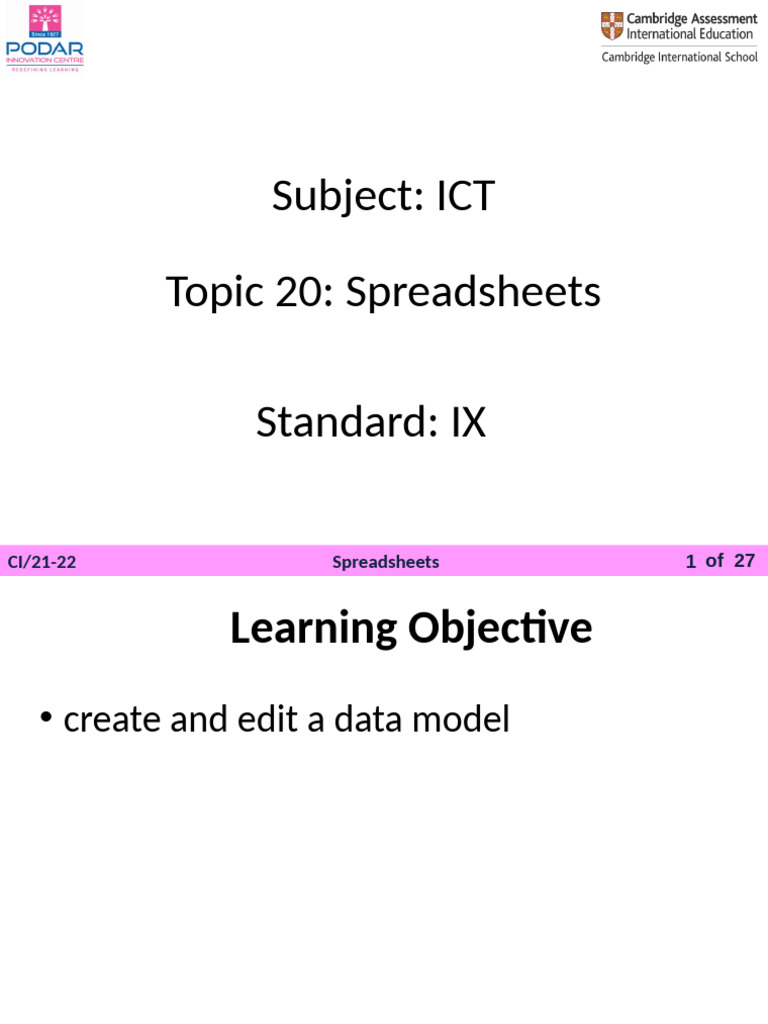 CAIE IX ICT Spreadsheets | PDF | Spreadsheet | Computer Programming