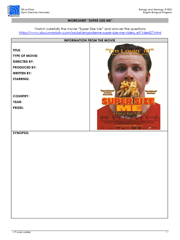 Worksheet Super Size Me | PDF