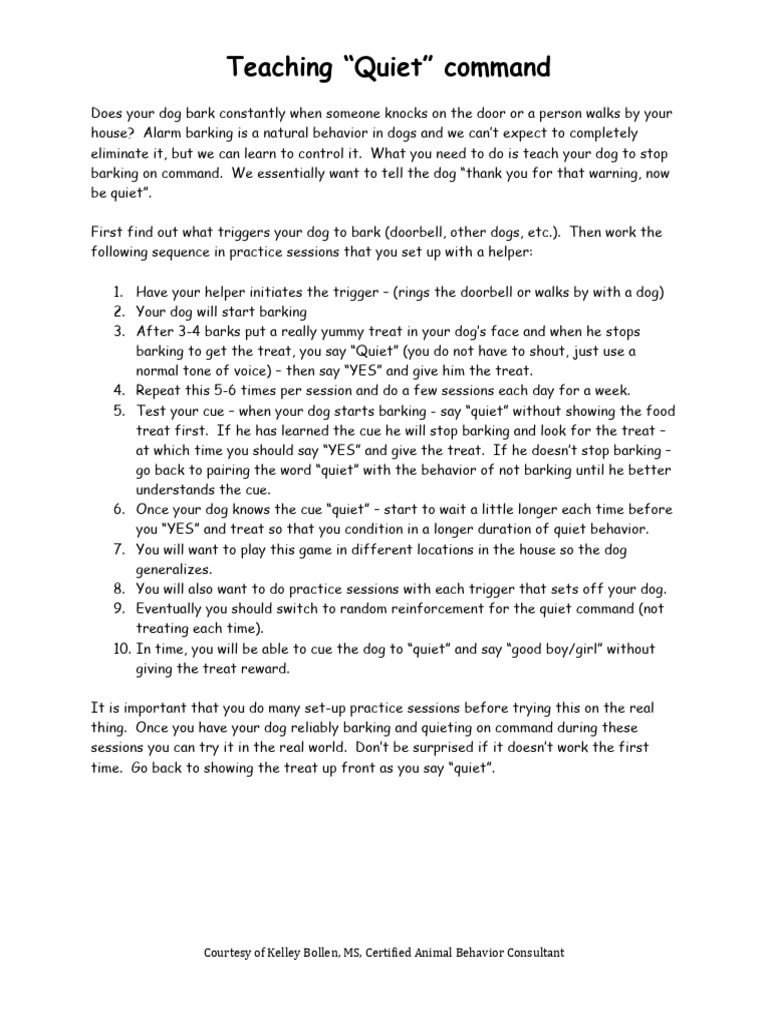 DOG Barking Teaching Your Dog A Quiet Command | PDF | Psychology ...