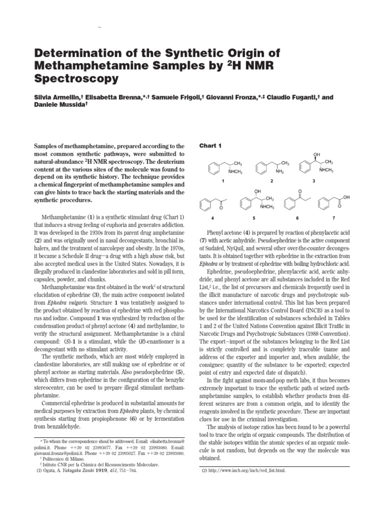 Methamphetamine Origin via 2H NMR | PDF | Stimulant | Physical Sciences