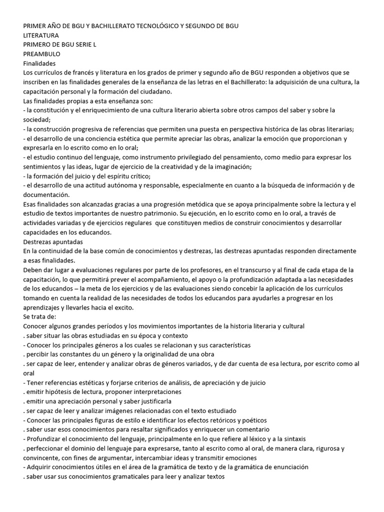 Traduction Programme de 2nde Littérature en Espagnol Am Lat | PDF | Plan de estudios | Poesía