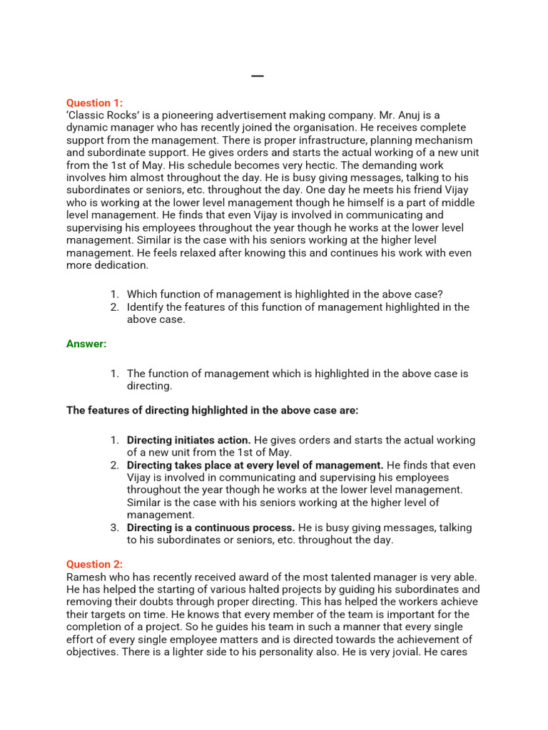 Casestudies - Ch-7 - Directing | PDF | Incentive | Motivation