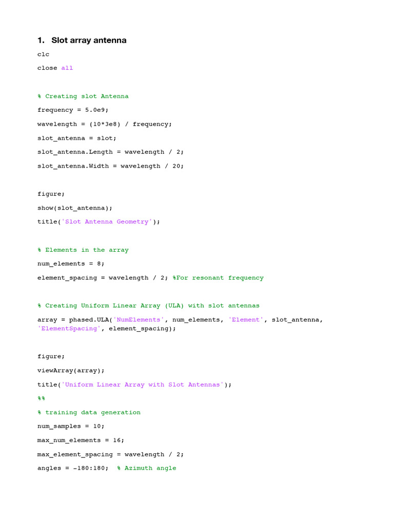 Antenna Project Codes Nayan Slathia 21bec050 | PDF | Antenna (Radio ...