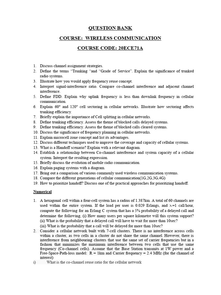 wc qb-1 | PDF | Cellular Network | Telecommunications