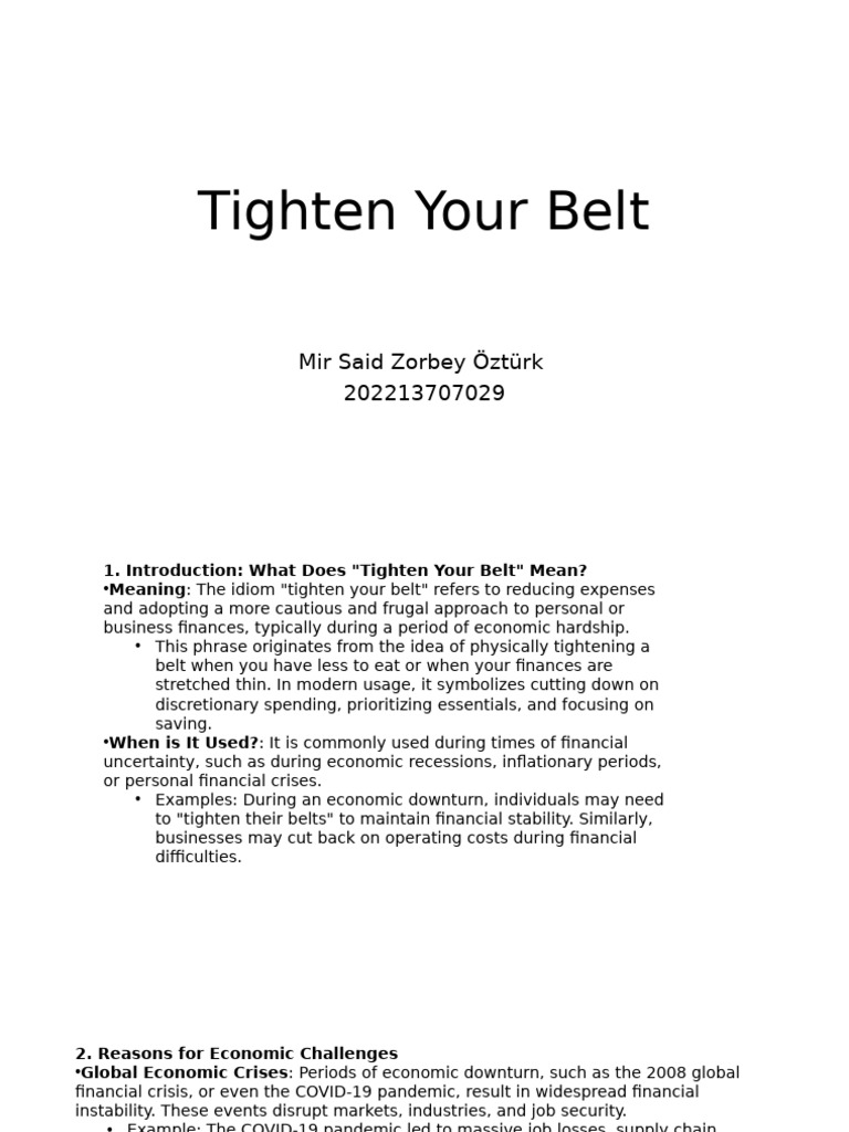 Tighten Your Belt | PDF | Expense | Inflation
