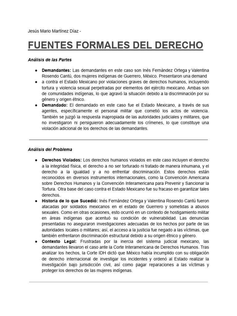 Fuentes Formales Del Derecho | PDF | Violación | Derechos humanos