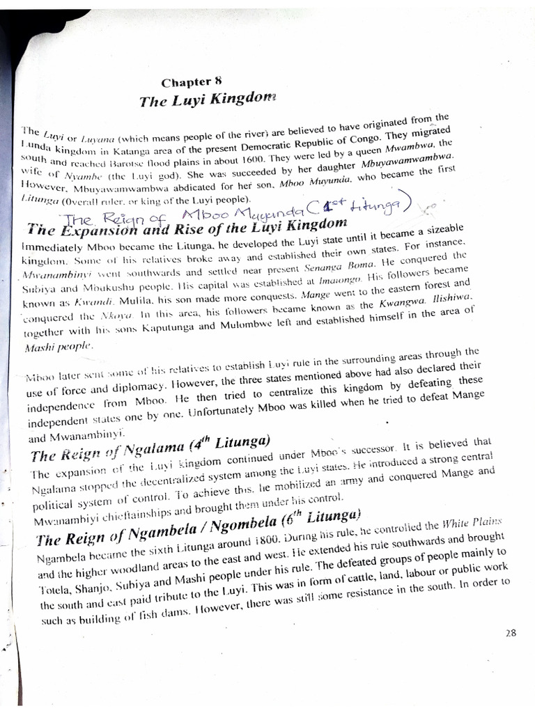 Lozi Luyi Kingdom | PDF
