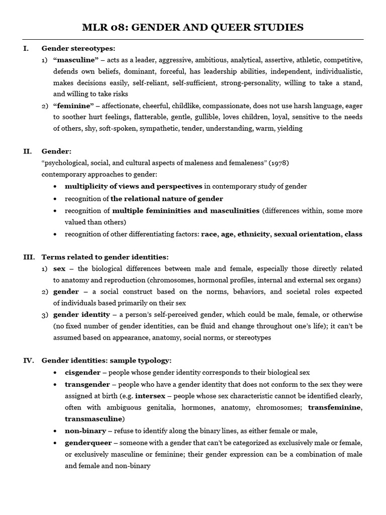 08. Gender and Queer Studies | PDF | Gender | Gender Studies