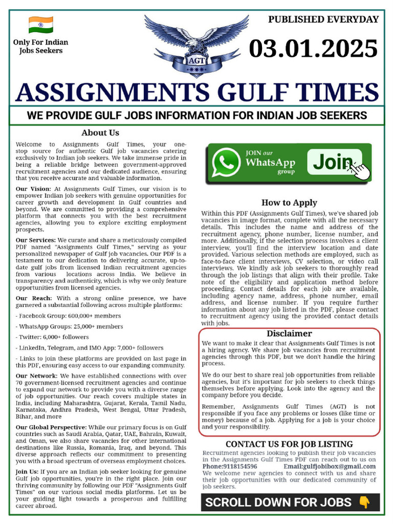 AGT - Jobs 03.01.2025 | PDF