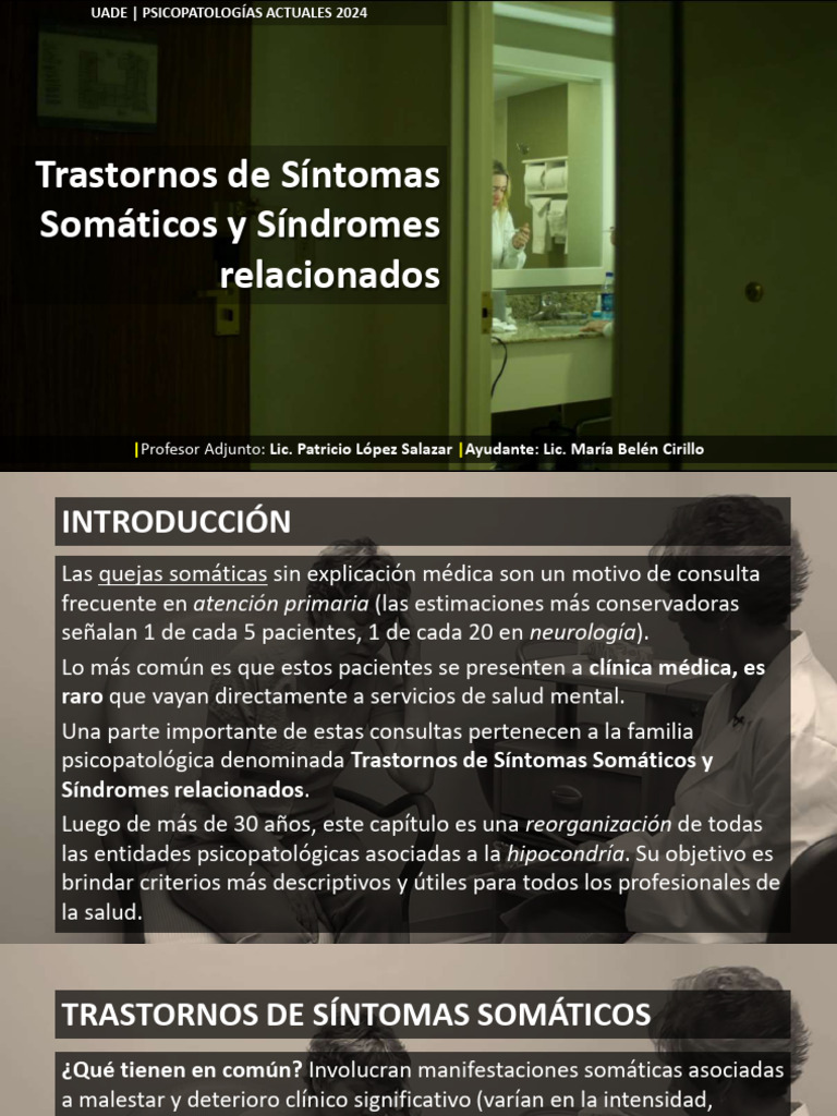 Clase 7 Trastorno Síntomas Somáticos y Síndromes Relacionados 2024 | PDF | Ansiedad | Trastorno ...