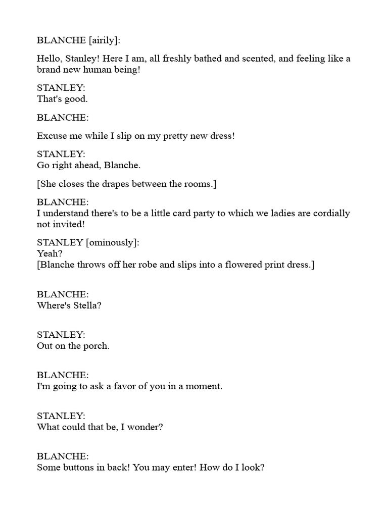 Stanley and Blanche in English | PDF