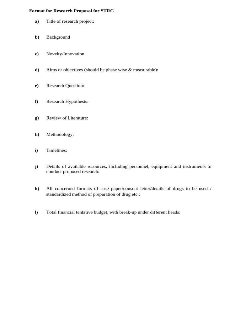 STRG Proforma for Research Proposal | PDF