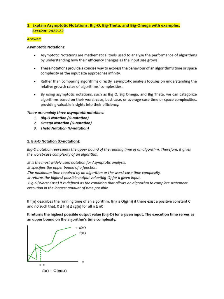 DS Unit 1_Brief Solution of Important Questions | PDF | Time Complexity ...