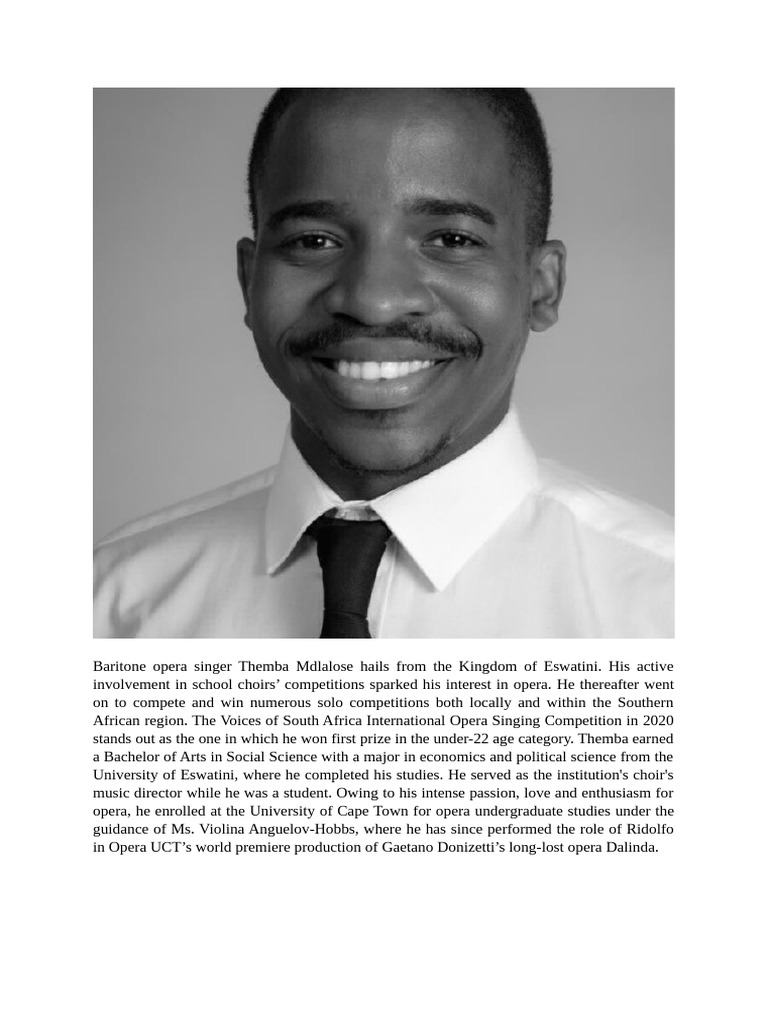 Themba Mdlalose: Rising Baritone Star | PDF