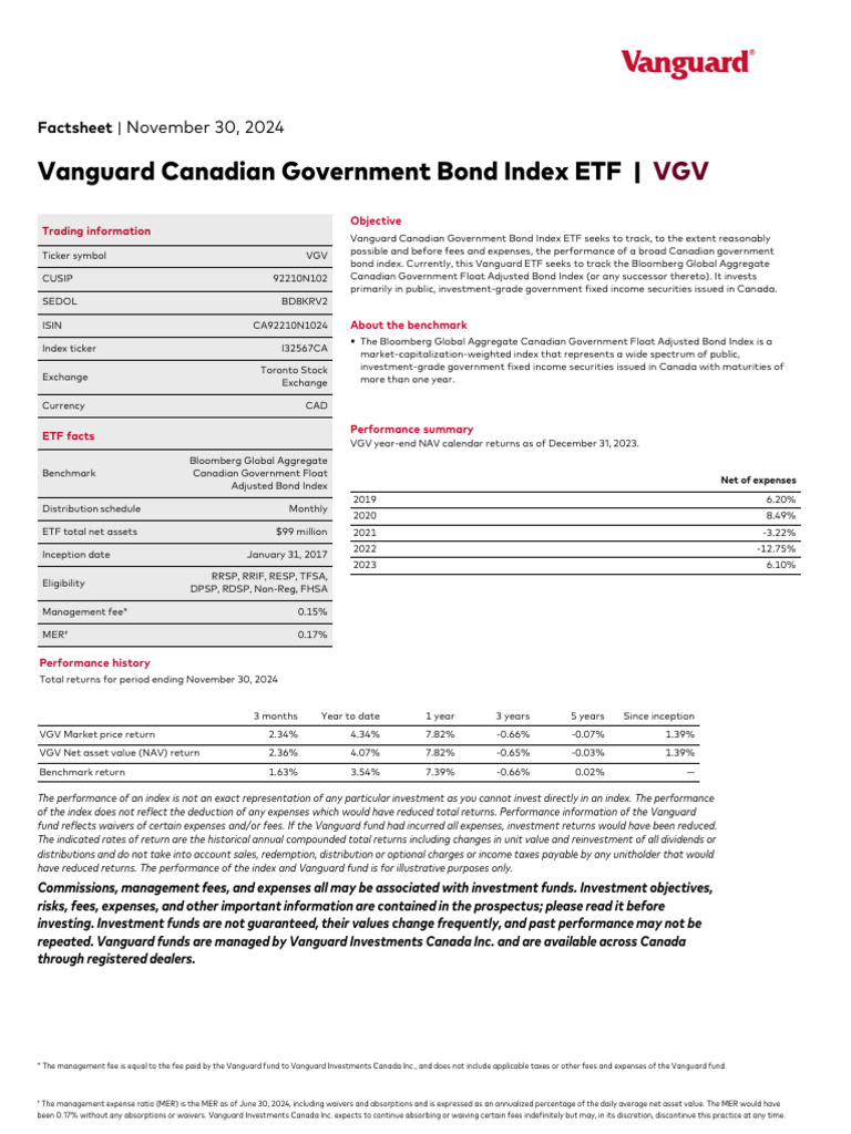 VGV Canadian Government Bond Index ETF 1817 FS en CA | PDF | Credit ...