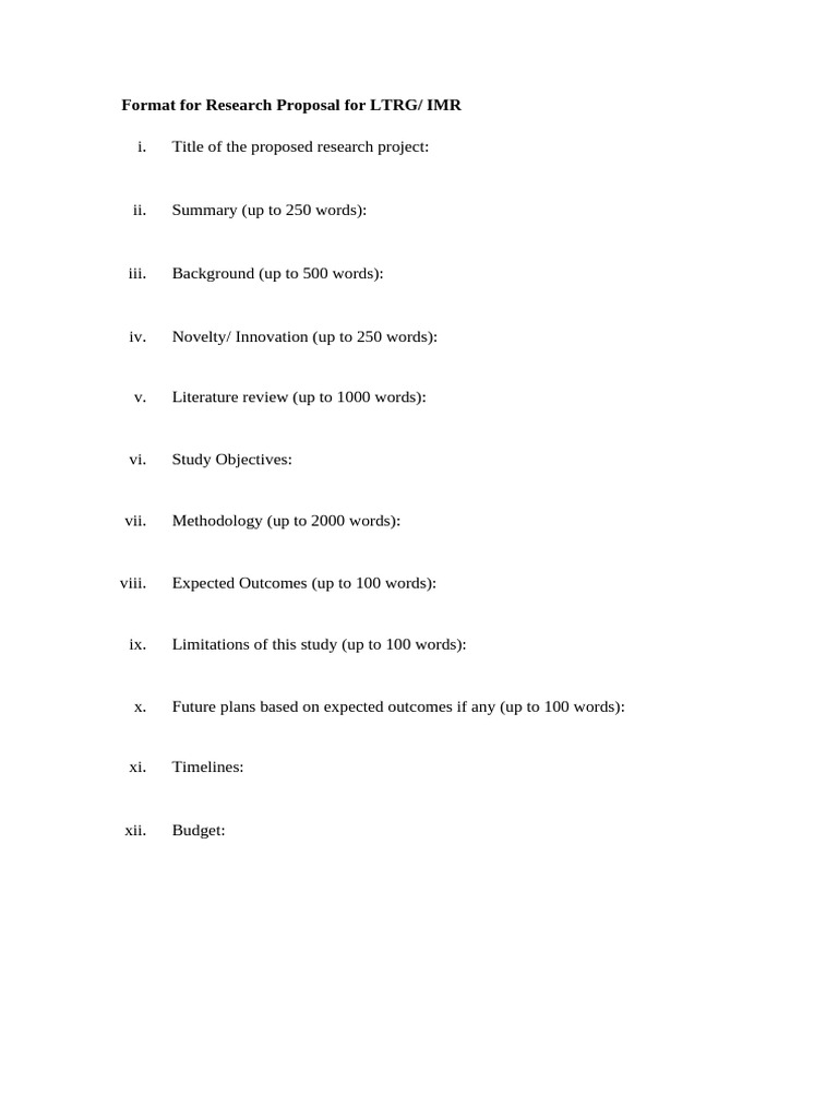 LTRG Proforma for Research Proposal | PDF