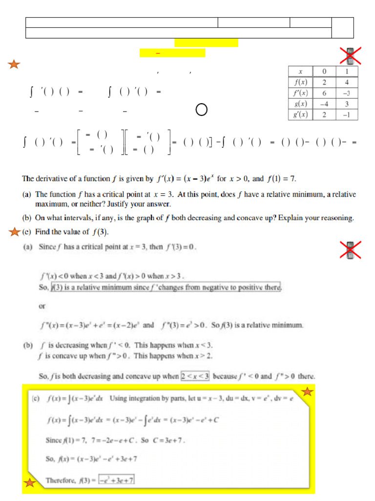 FRQs_Review_-_Summary_Packet_-_BC_-_SL (1) | PDF | Derivative | Integral