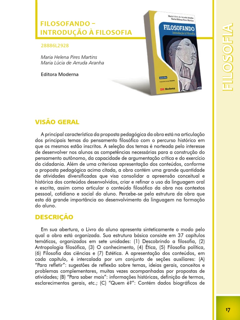 Filosofando. Resenha No Guia PNLD 2012 | PDF | Livros | Aprendizado