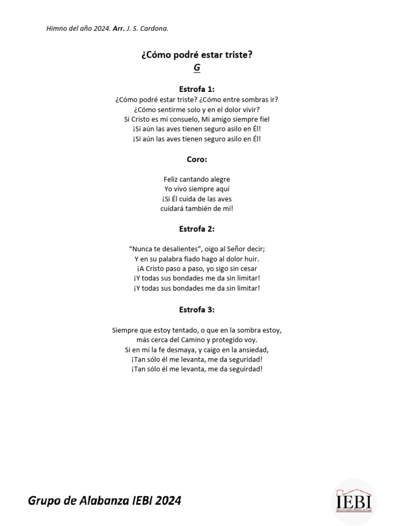 Cómo Podré Estar Triste Lyrics Simplified Version PDF | PDF