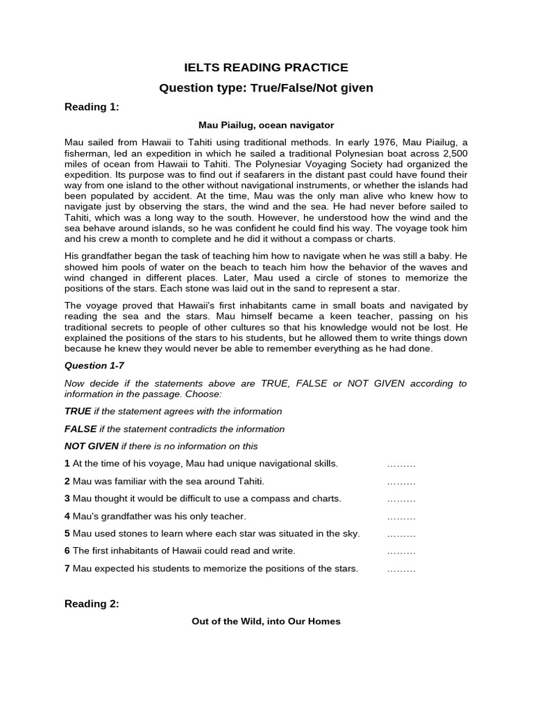 IELTS Reading Practice: True/False Questions | PDF | Lease | Marketing ...