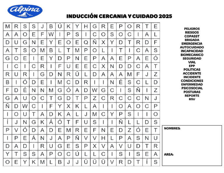 Induccion 2025 Sopa De Letras Pdf