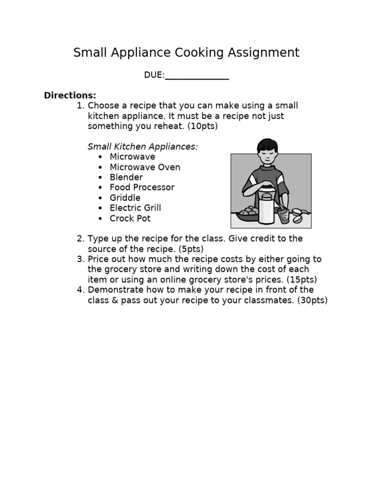 Small Appliance Cooking Assignment | PDF | Kitchen | Home Appliance