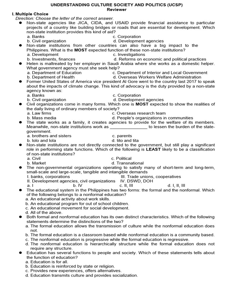 UCSP Grade 11 4th Quarter Reviewer | PDF | Economies