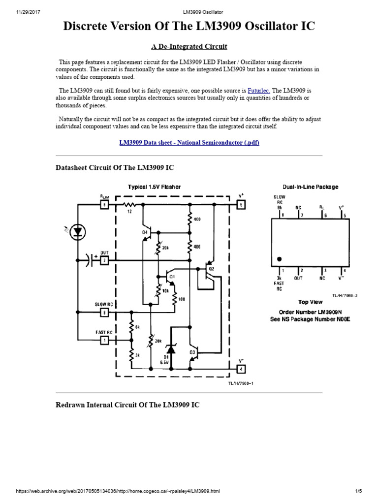 Discrete Version of the LM3909 Oscillator IC | PDF | Electronic ...