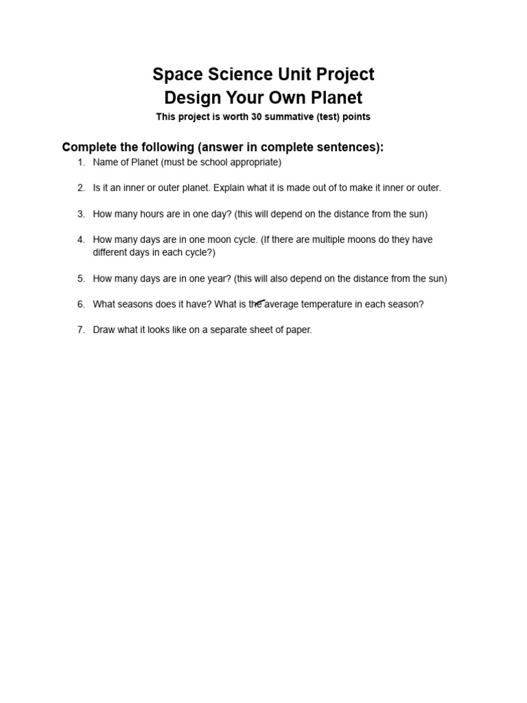 Edited - Cruz Baxter - Space Science Unit Project | PDF