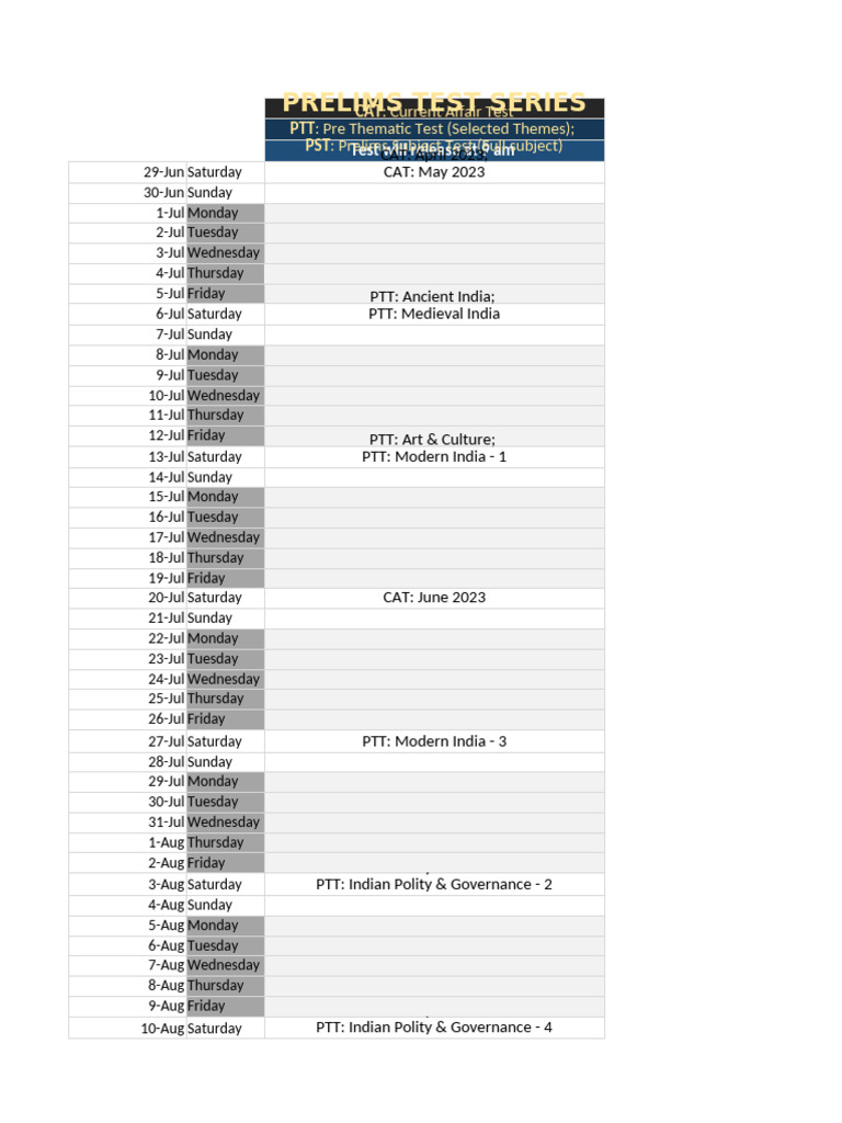 GSI QIP 2024 - Integrated Tests + Classes Schedule (Public) | PDF ...