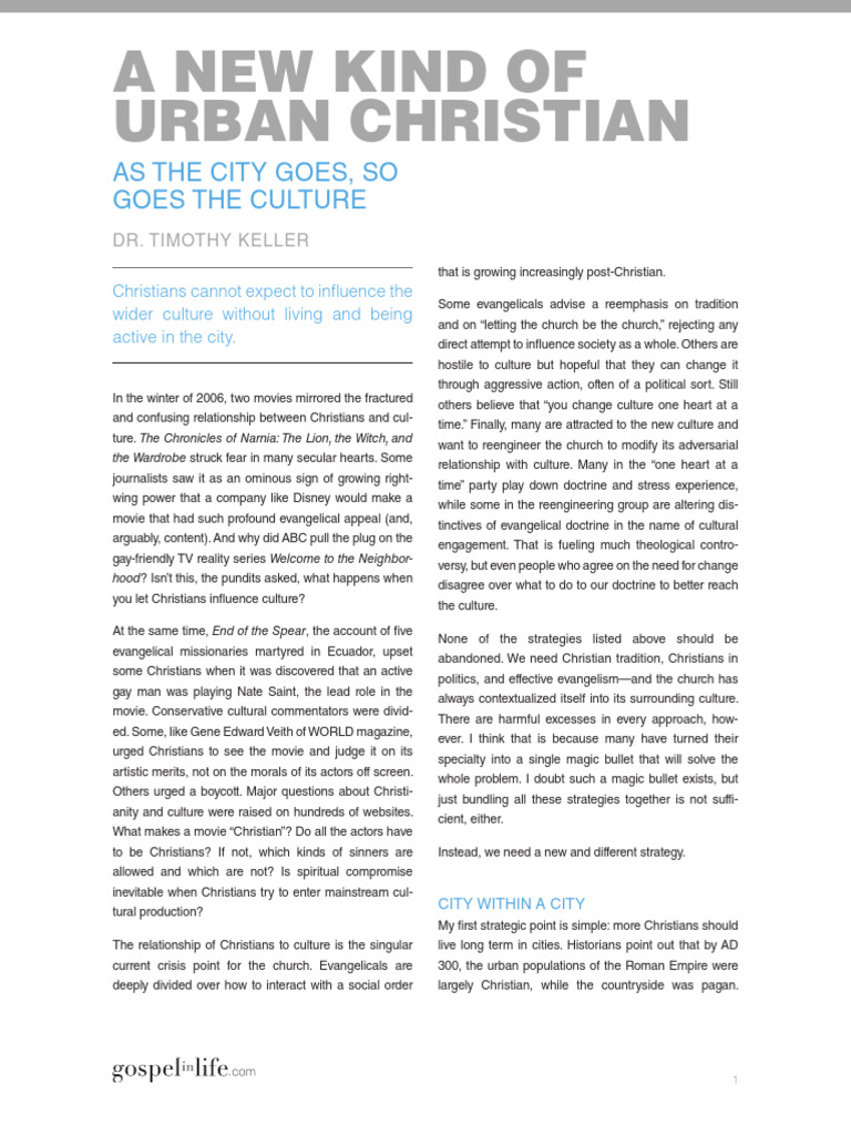 Urban Christians: Engaging Culture Effectively | PDF | Evangelicalism ...