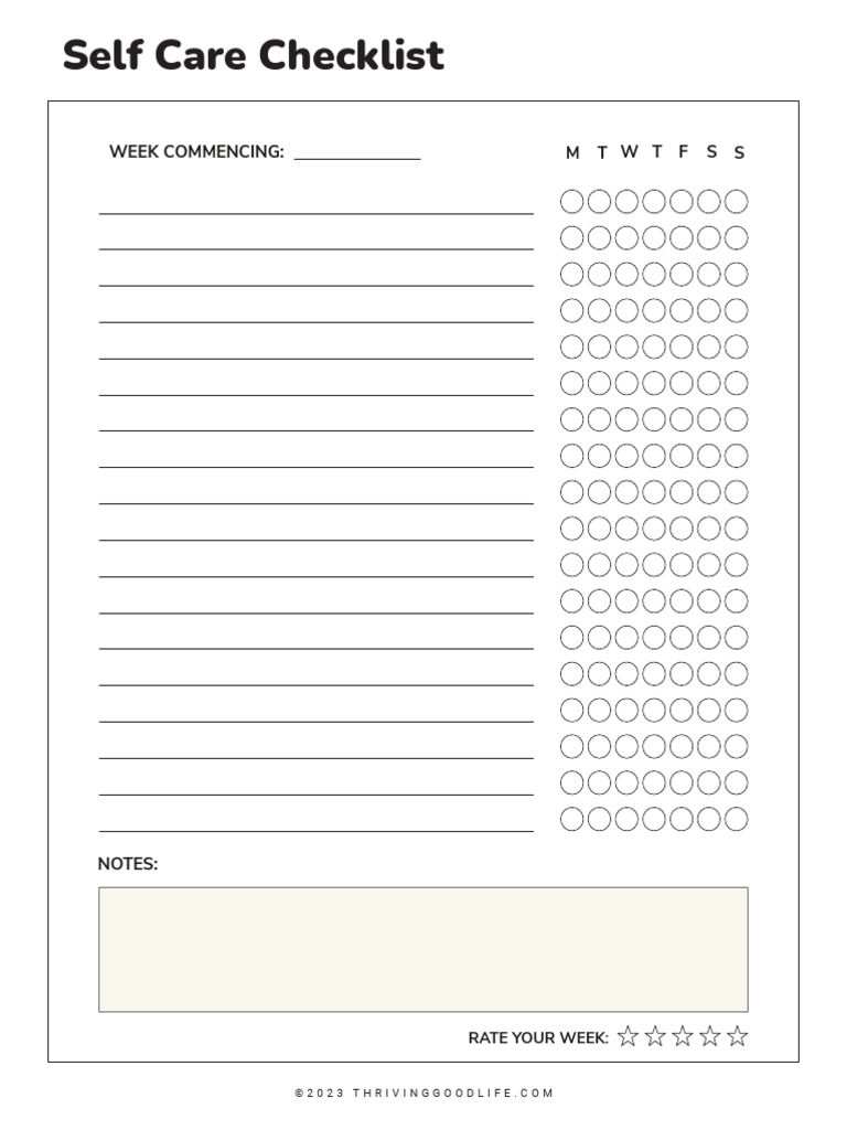 Self Care Checklist | PDF