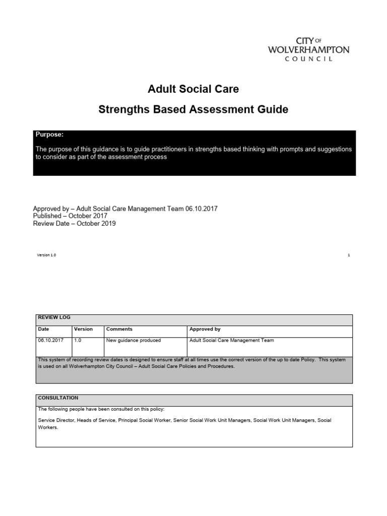 Strengths Based Assessment Guide | PDF | Social Work | Information