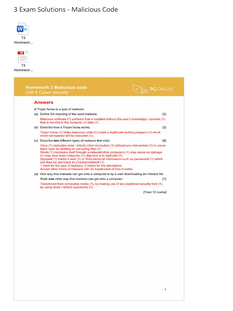 3 Exam Solutions - Malicious Code | PDF