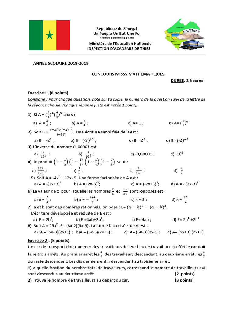 Épreuve Miss Math 2018-2019 | PDF | Triangle | Géométrie