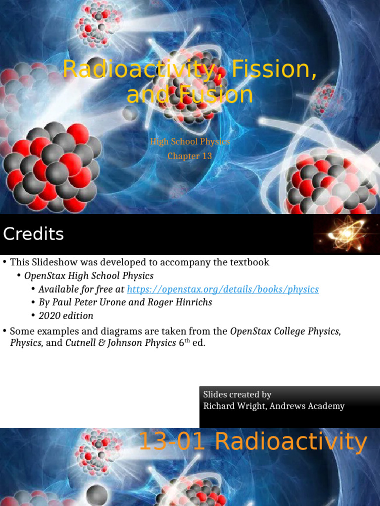 HSPhysics 13 Radioactivity, Fission, Fusion | PDF | Neutron | Nuclear ...