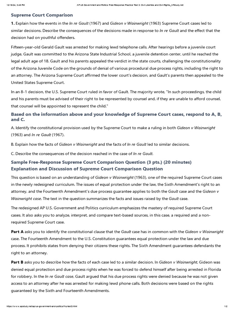 AP US Government and Politics Free-Response Practice Test 3 - Civil ...