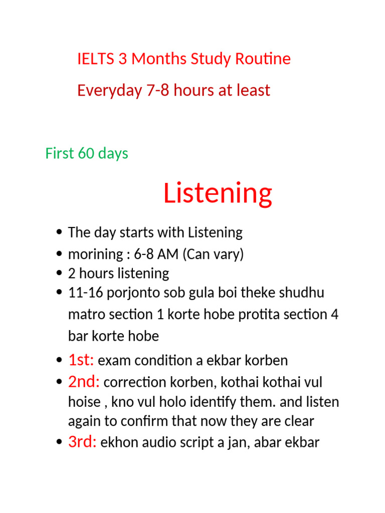 IELTS 3 Months Study Routine | PDF | Tests
