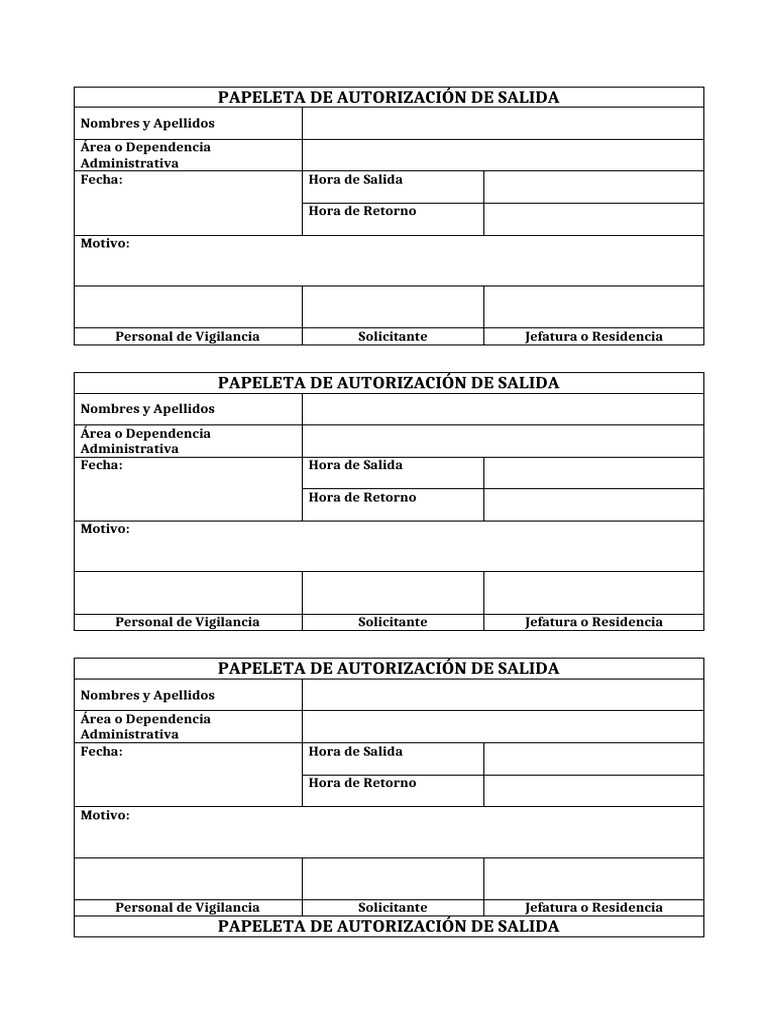 Papeleta de Salida | PDF