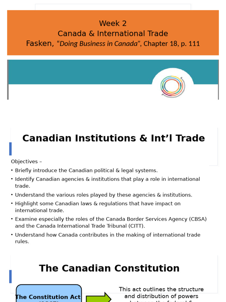 Week 2 Canada & International Trade | PDF | Dumping (Pricing Policy ...