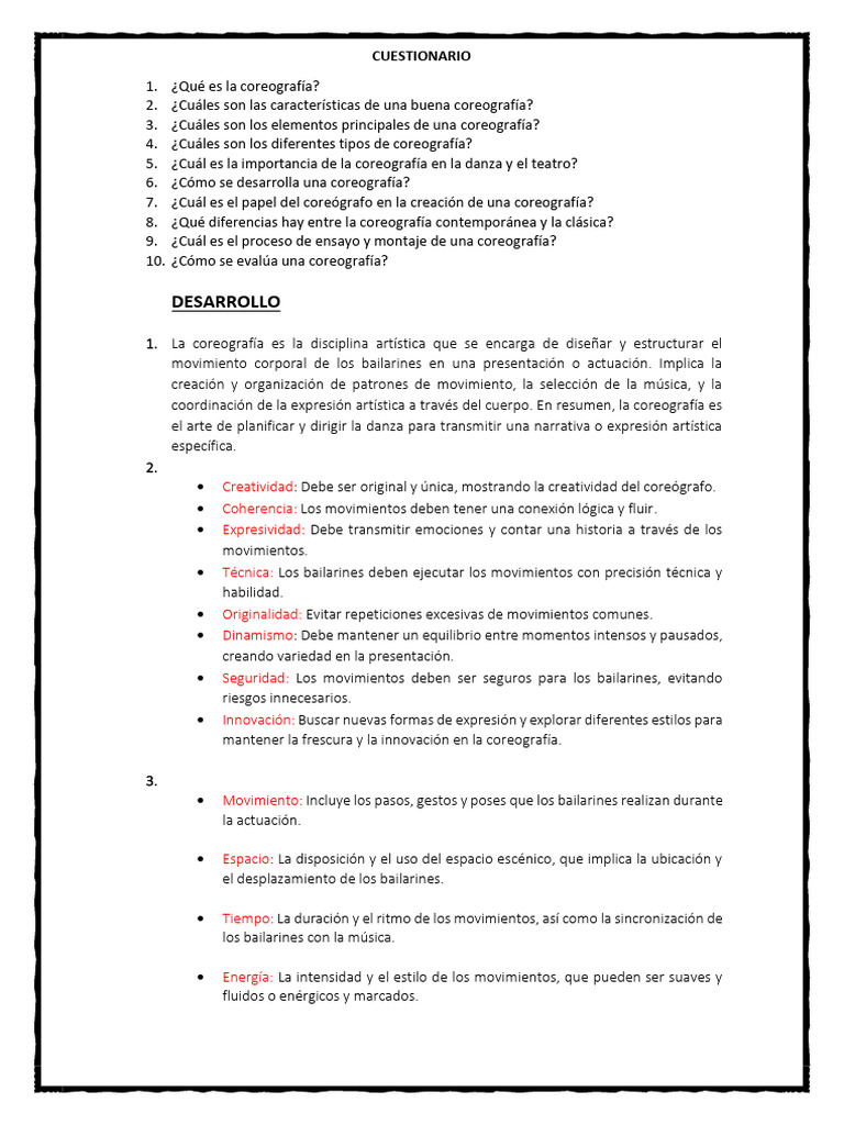 COREOGRAFÍA | PDF | Bailes | Coreografía