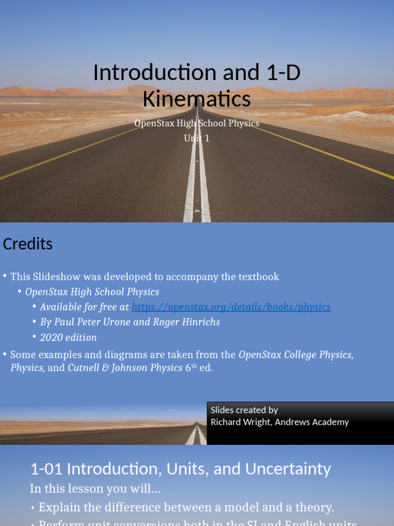 HSPhysics 01 Introduction and 1-D Kinematics | PDF | Velocity | Speed