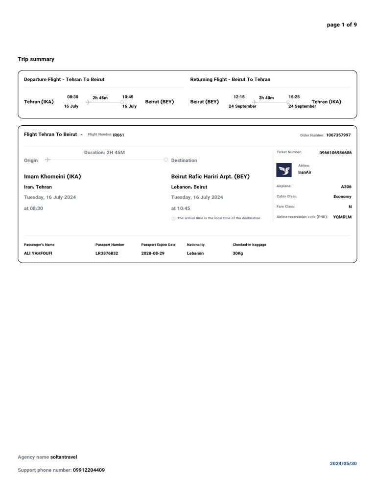 Jad Termos (4) Ika-Bey 16-July Bey-Ika 24-Sep-2024 | PDF | Beirut | Airlines